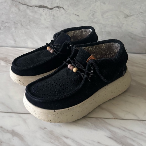 Hey Dude | Shoes | Hey Dude Wendy Rise Black Perforated Platform Shoes ...